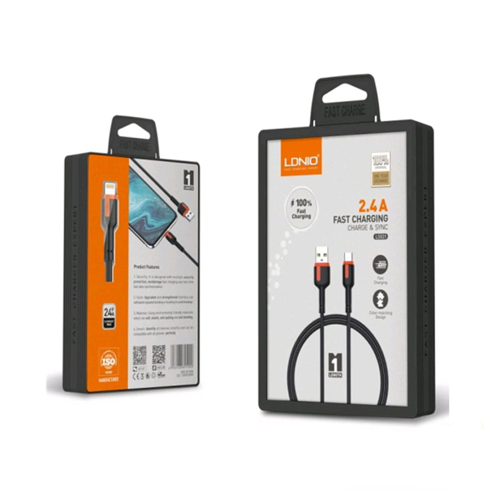 LDNIO LS532 Fast Charging Charge & Sync Data Cable Black in Pakistan