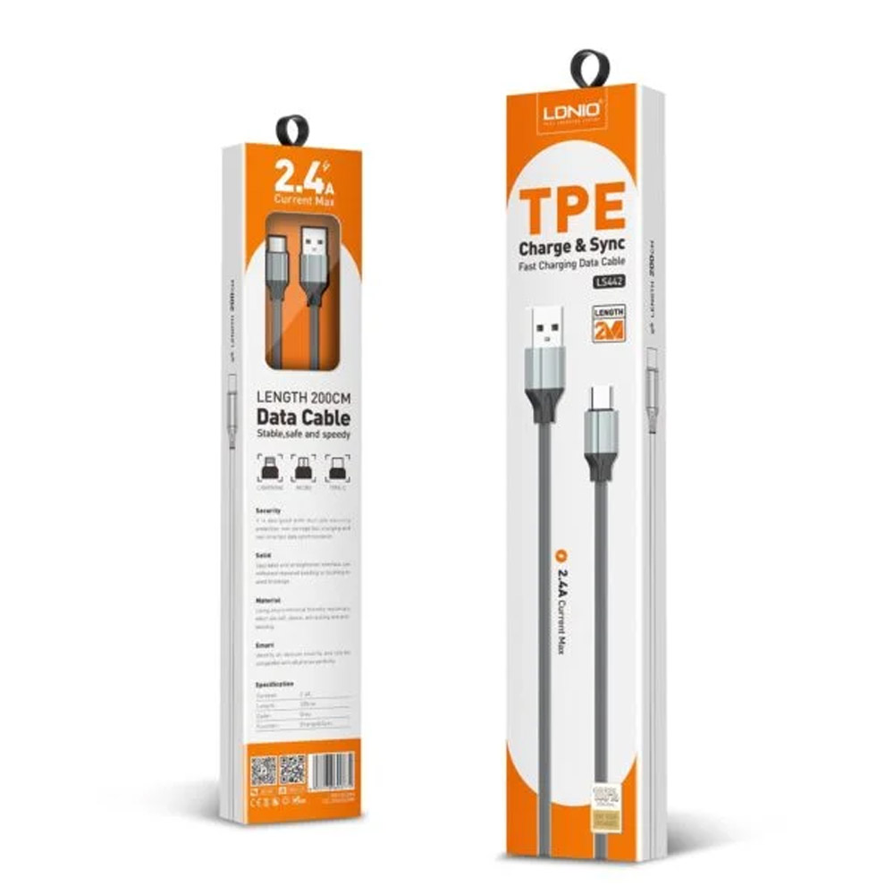 LDNIO LS442 Mobile Phone Cables 2M – Gray in Pakistan
