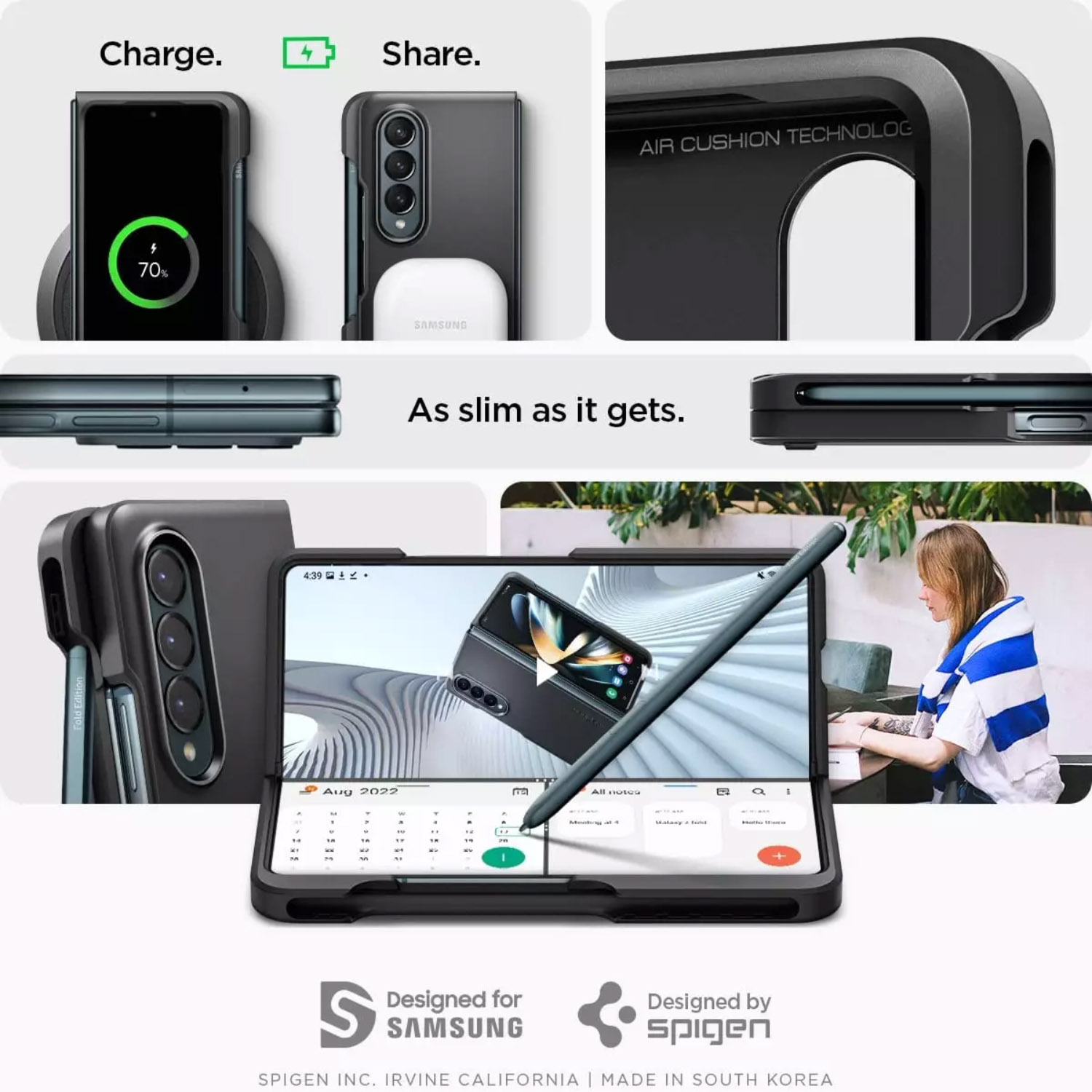 Galaxy Z Fold 4 Thin Fit P Case with S Pen Holder Black in Pakistan